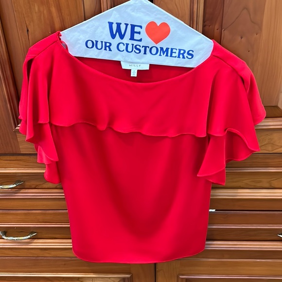 Milly | Tops | Milly Red Silk Blouse | Poshmark